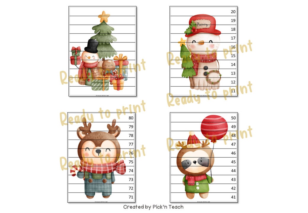 Christmas NUMBER PUZZLES to Learn Counting by 1s, 2s, 3s, 5s, 10s, 50s ...