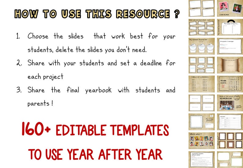 Digital Class YEARBOOK or Memory Book Templates - NO PREPARATION Ready ...