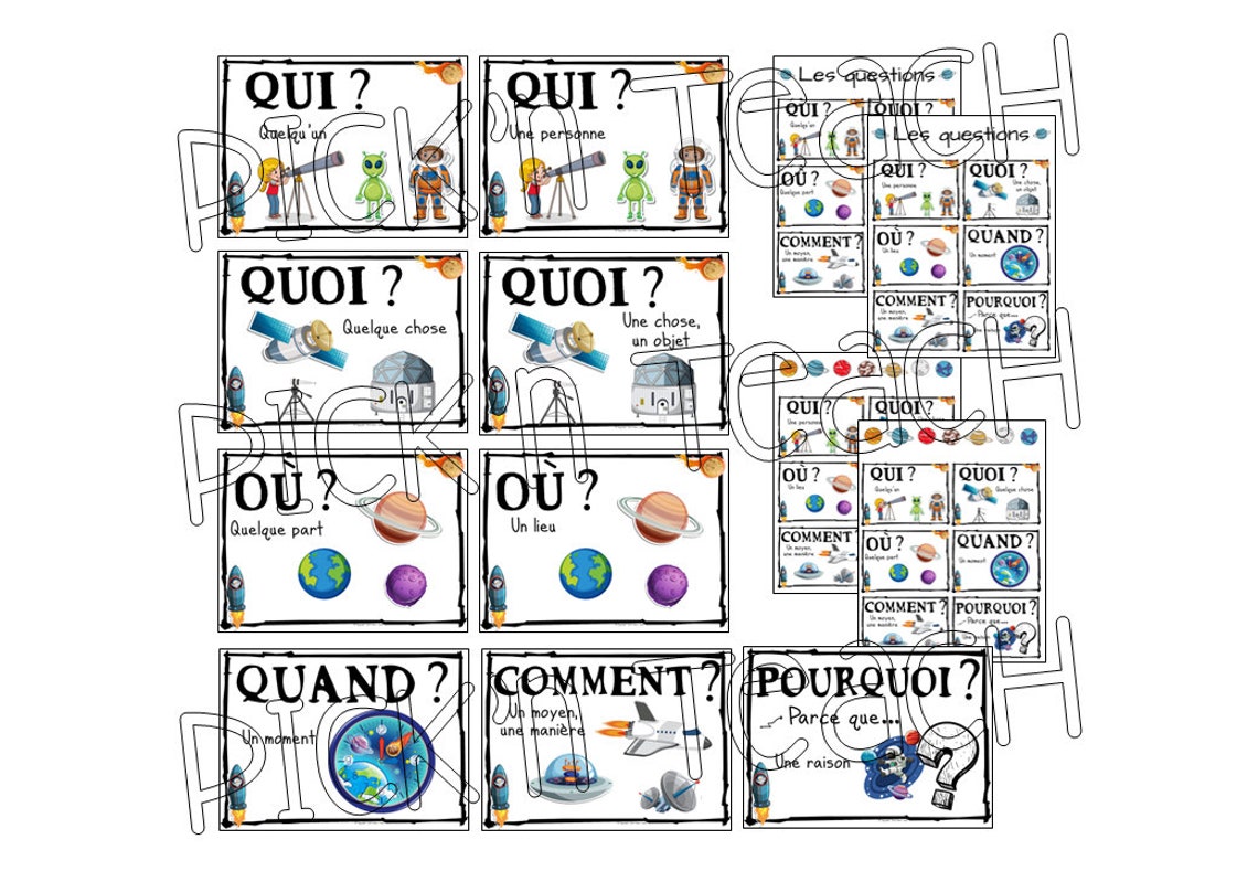 LES QUESTIONS En Français Affiches Classe Et Fiches élèves Thème "l ...