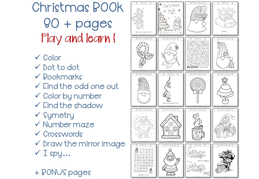 Printable Activity Book Kids Coloring and Games 80 Pages and Bonus for ...