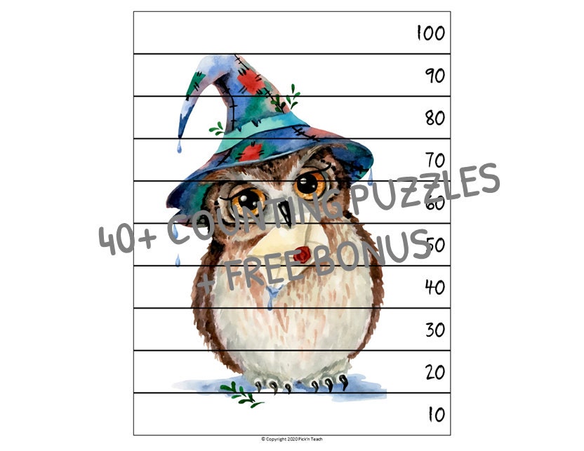Number PUZZLES for Wizards to Learn Counting by 1s, 2s, 3s, 5s, 10s ...