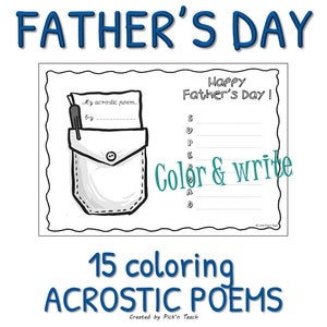 Father’s Day Acrostic Poems to Write and Color for Kids - Etsy