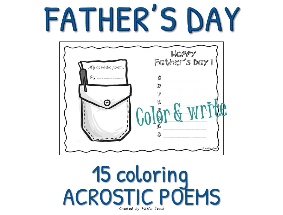 Poemas acrósticos del Día del Padre para escribir y colorear para niños ...