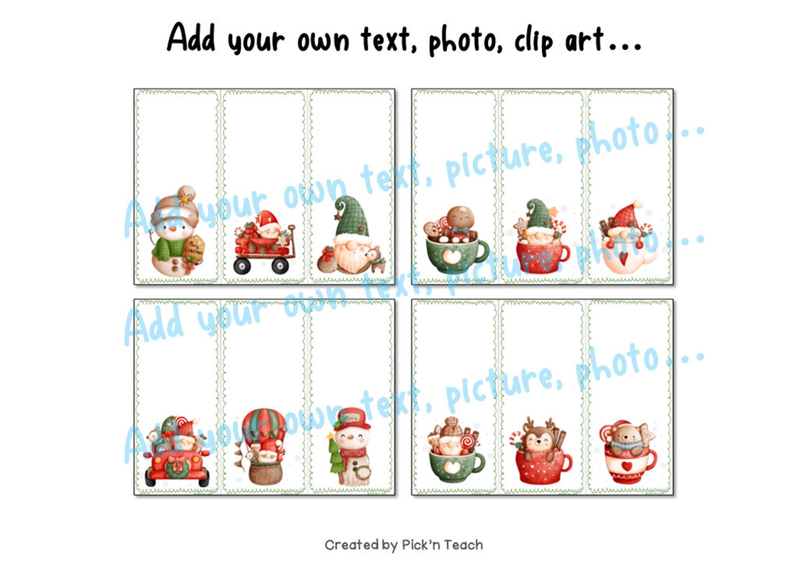 Editable Christmas Bookmarks – DIY Google Slides, Powerpoint (digital ...