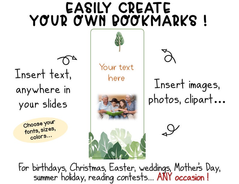 Editable BOOKMARK Templates, Personalize, Add Your Own Text & Images ...