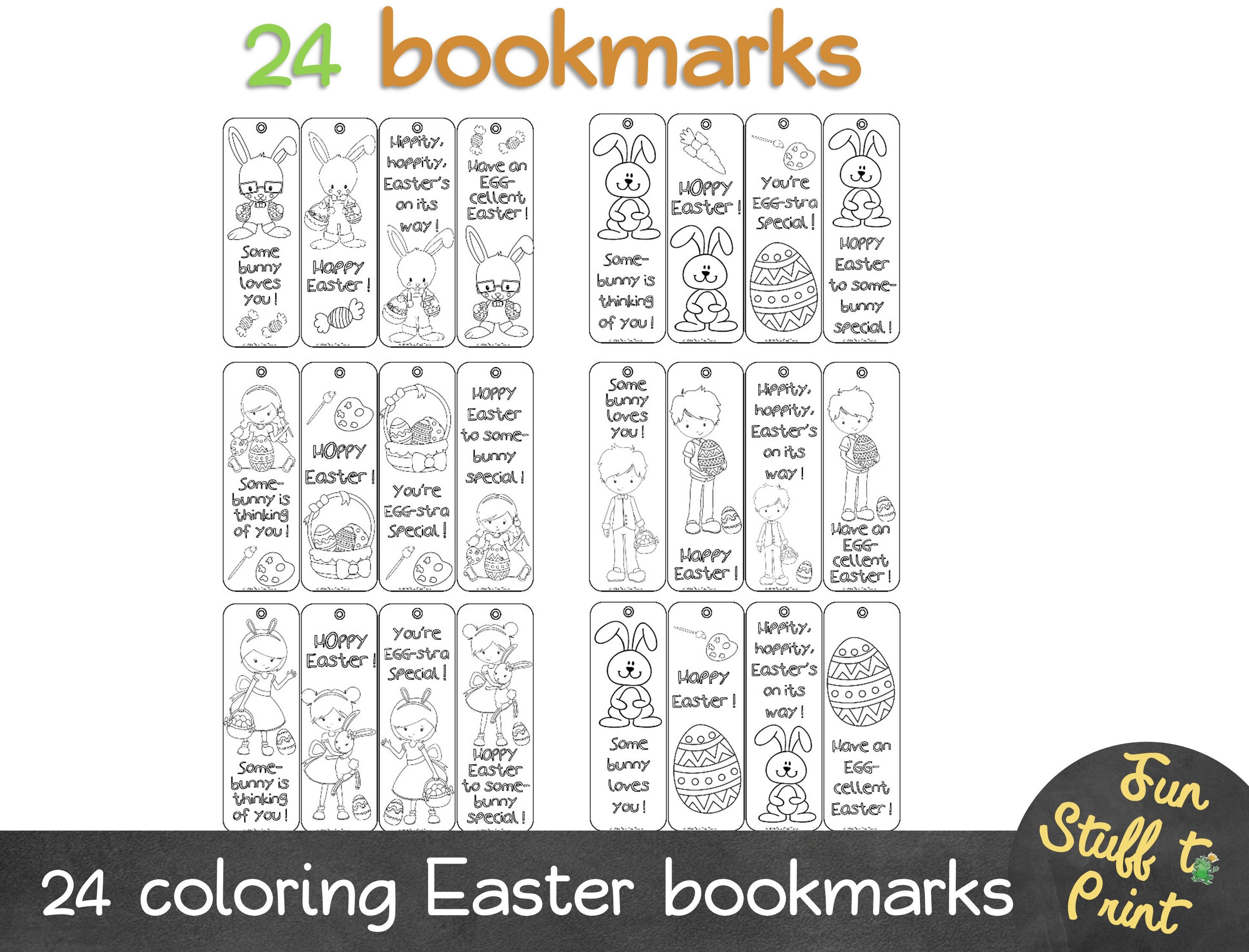 24 Coloring Easter Bookmarks for Kids Printable Instant Download Pdf ...