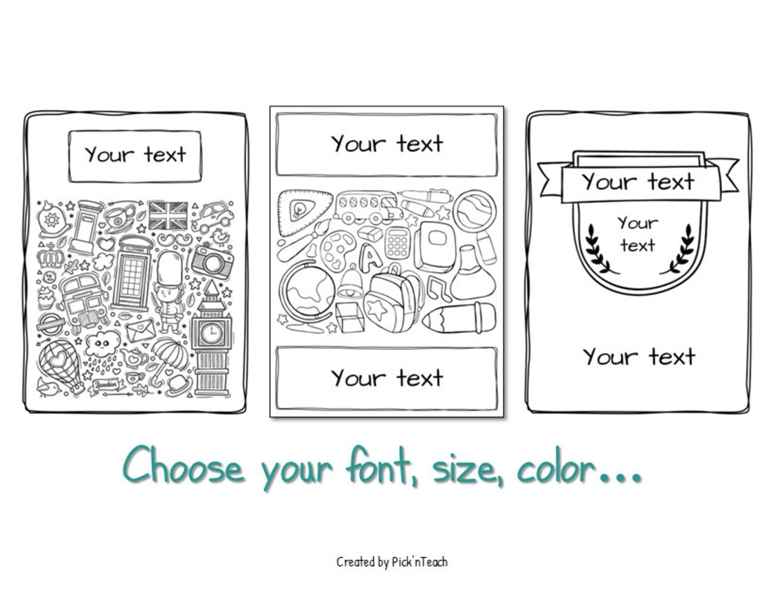 EDITABLE Coloring Book Covers / Pages for Back to School Add - Etsy