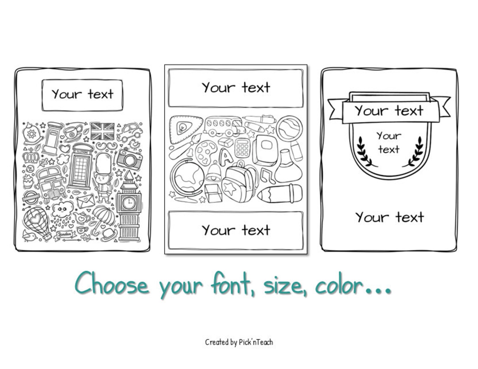 EDITABLE Coloring Book Covers / Pages for Back to School Add - Etsy