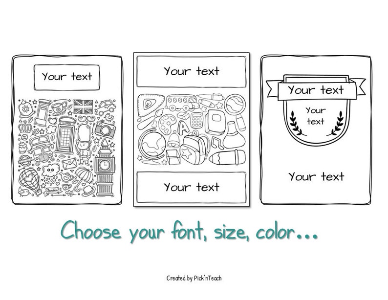 EDITABLE Coloring Book Covers / Pages for Back to School 60+ Templates ...