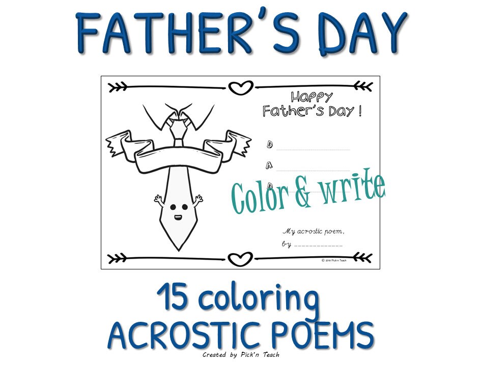 Father’s Day Acrostic Poems to Write and Color for Kids - Etsy