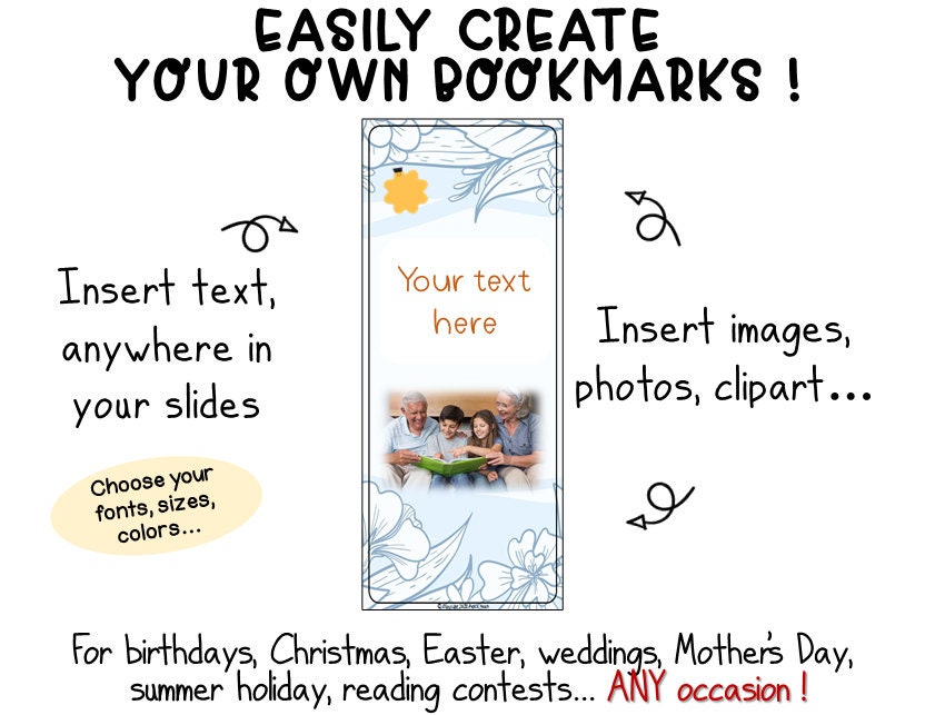 Editable BOOKMARK Templates - Watercolor Nature - Personalize, Add Your ...