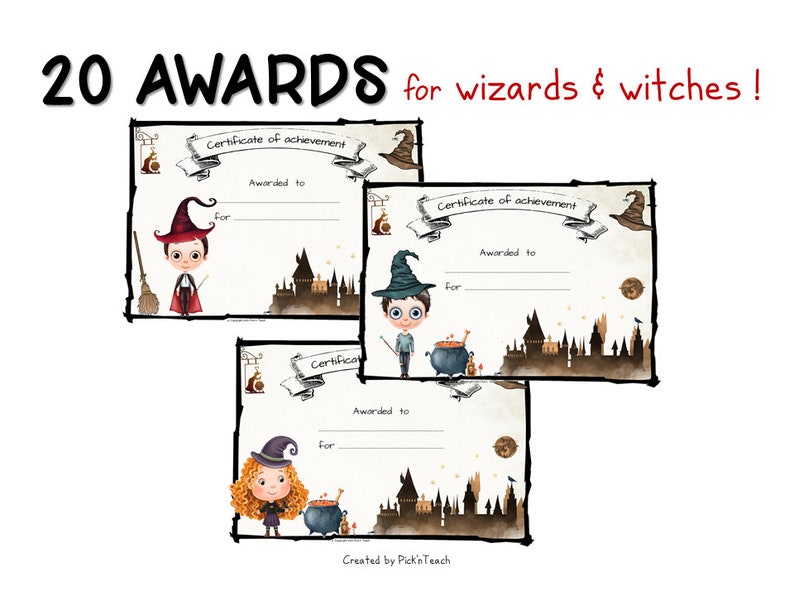 20 Printable AWARD Certificates for Wizards and Witches for Birthday ...
