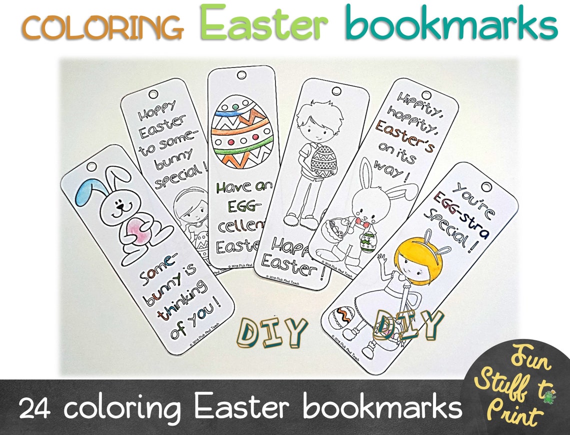 24 Coloring Easter Bookmarks for Kids Printable Instant Download Pdf ...