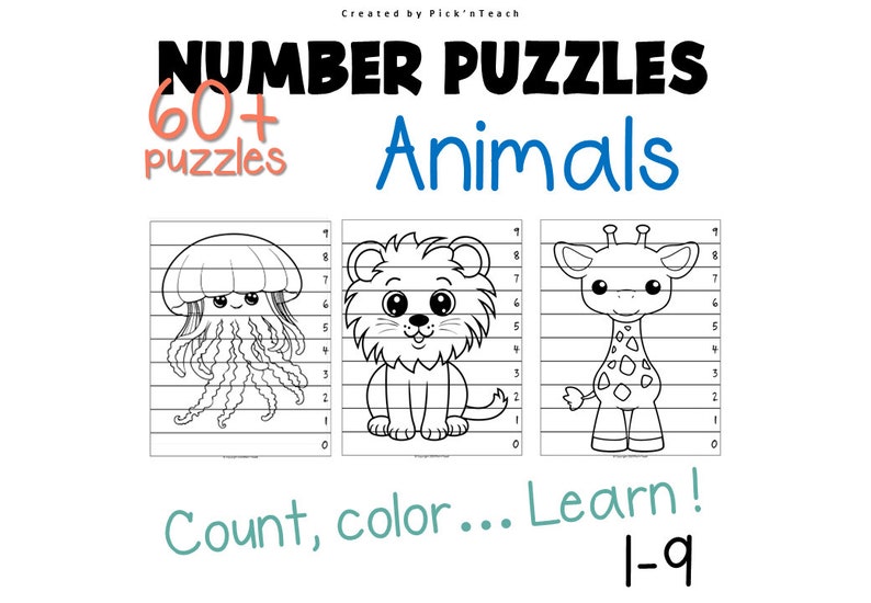 60+ Animals NUMBER PUZZLES - 1 to 9 - Different Levels to Learn Numbers ...