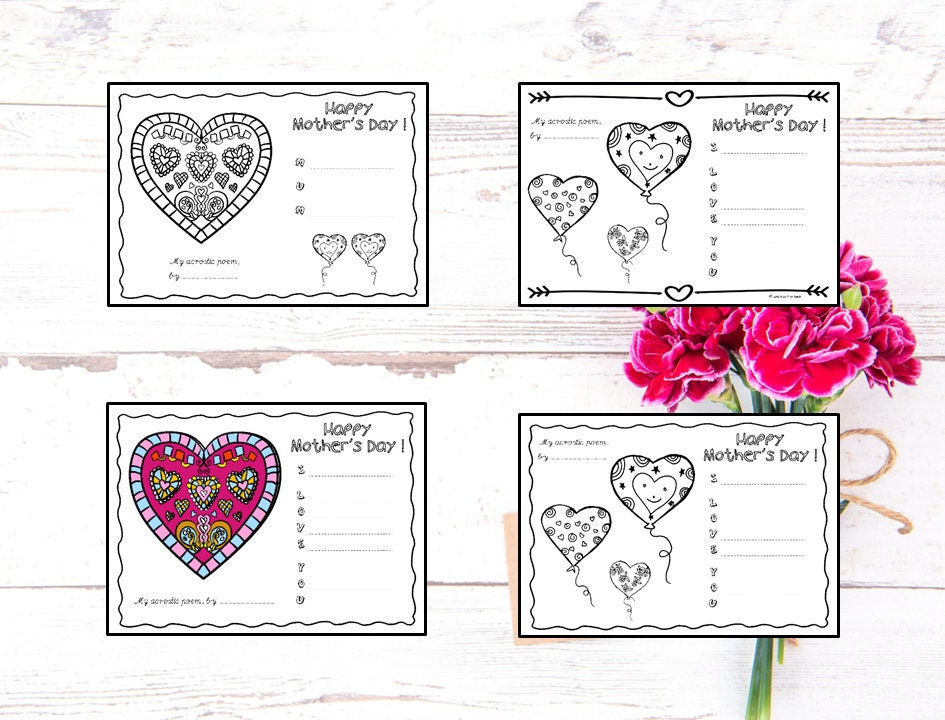 Mother’s Day Acrostic Poems to Write and Color for Kids + Bonus 10 ...