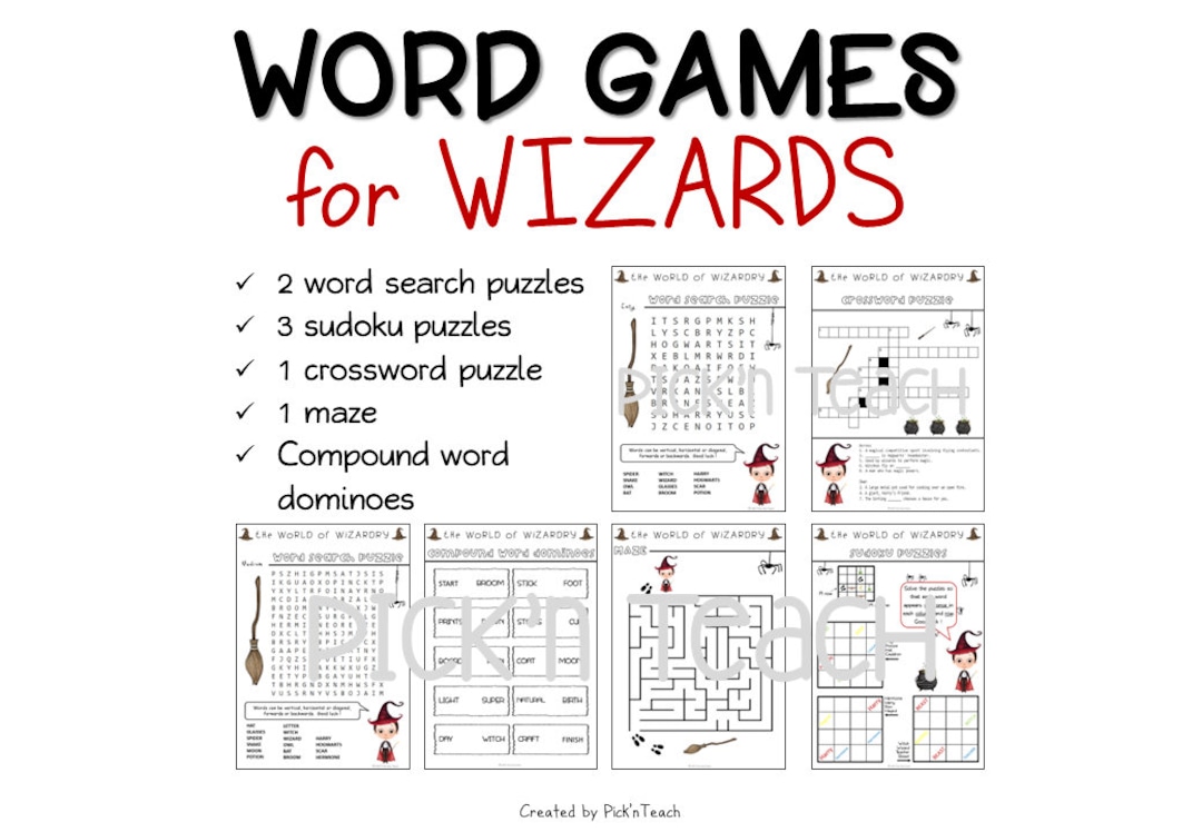 8 Word Games for Wizards and Witches for Birthday Parties, School, Game ...