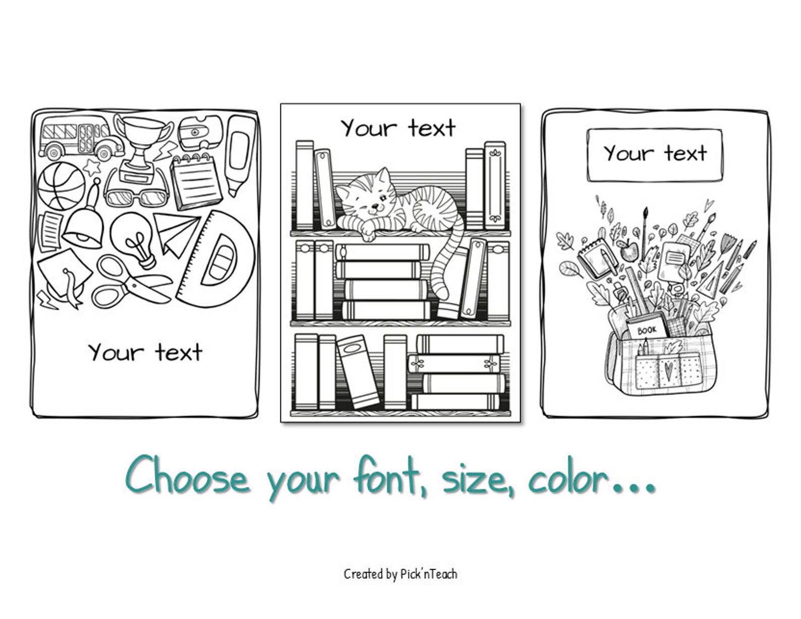 EDITABLE Coloring Book Covers / Pages for Back to School 60 Templates ...