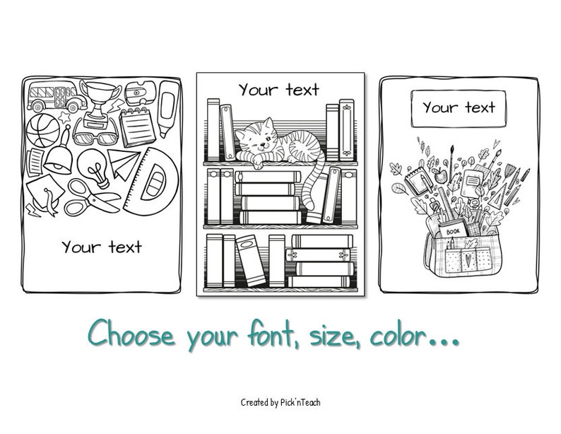 EDITABLE Coloring Book Covers / Pages for Back to School Add - Etsy
