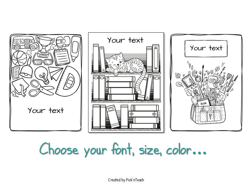 EDITABLE Coloring Book Covers / Pages for Back to School 60+ Templates ...