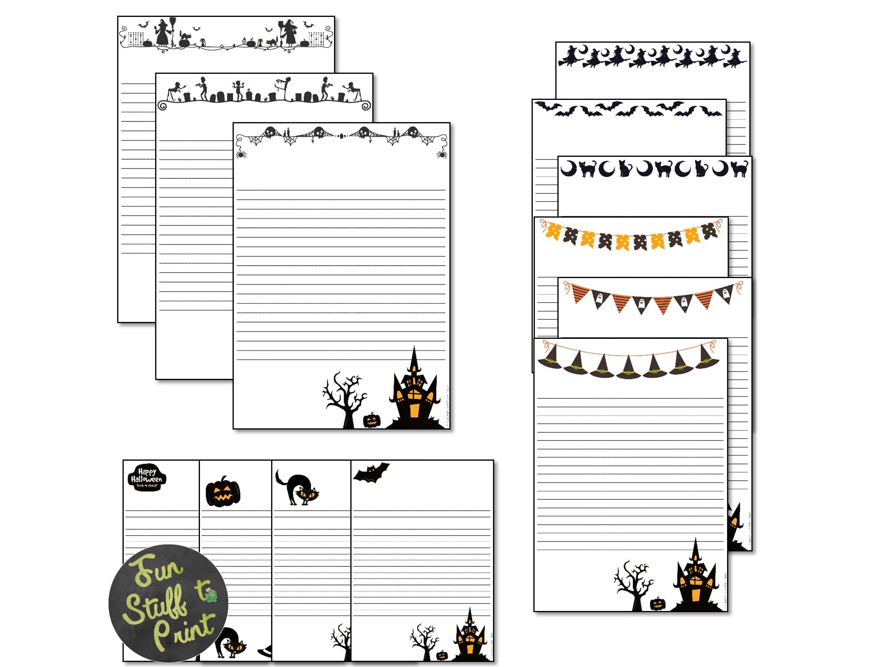 Halloween Writing or Drawing Paper Instant Download - Etsy