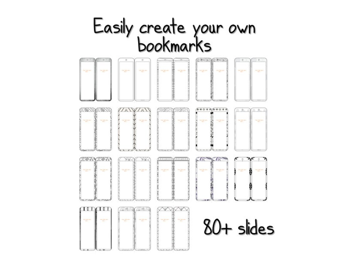 Editable Double-sided BOOKMARK Templates B&W and Colors - Add Your Own ...