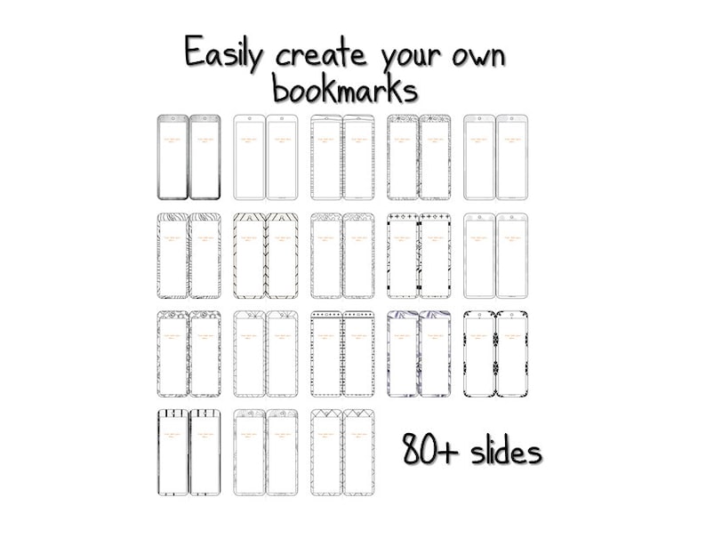Editable Double-sided BOOKMARK Templates B&W and Colors - Add Your Own ...