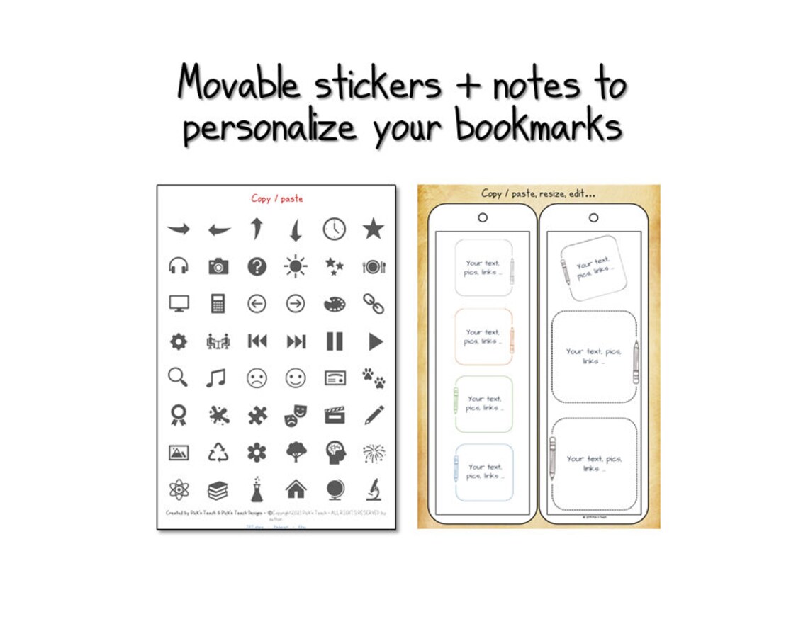 Editable Double-sided BOOKMARK Templates B&W and Colors Add - Etsy