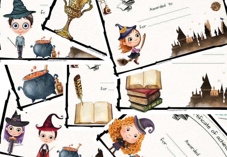 20 EDITABLE Digital Award Certificates for Wizards and Witches for ...