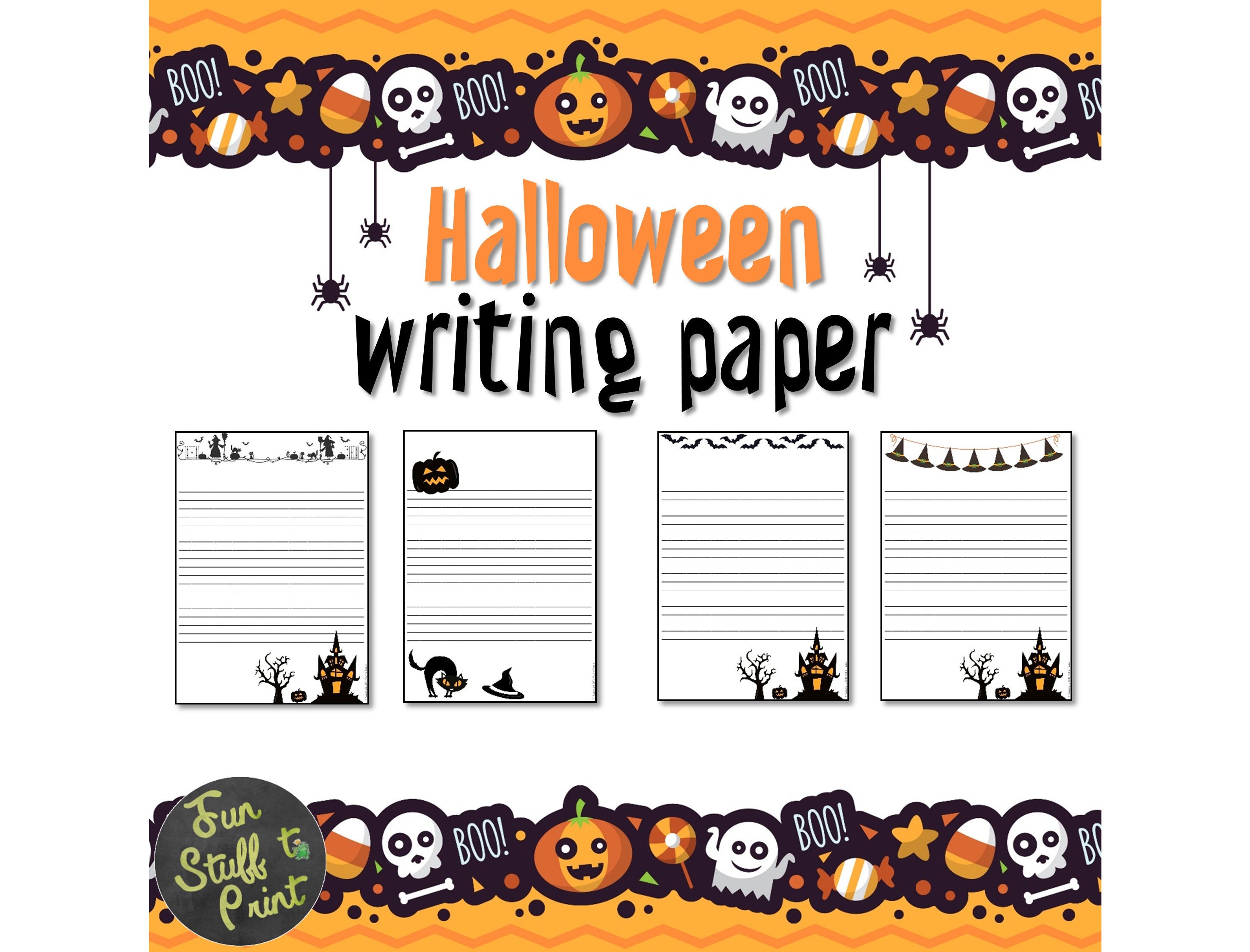 Halloween Writing or Drawing Paper Instant Download - Etsy