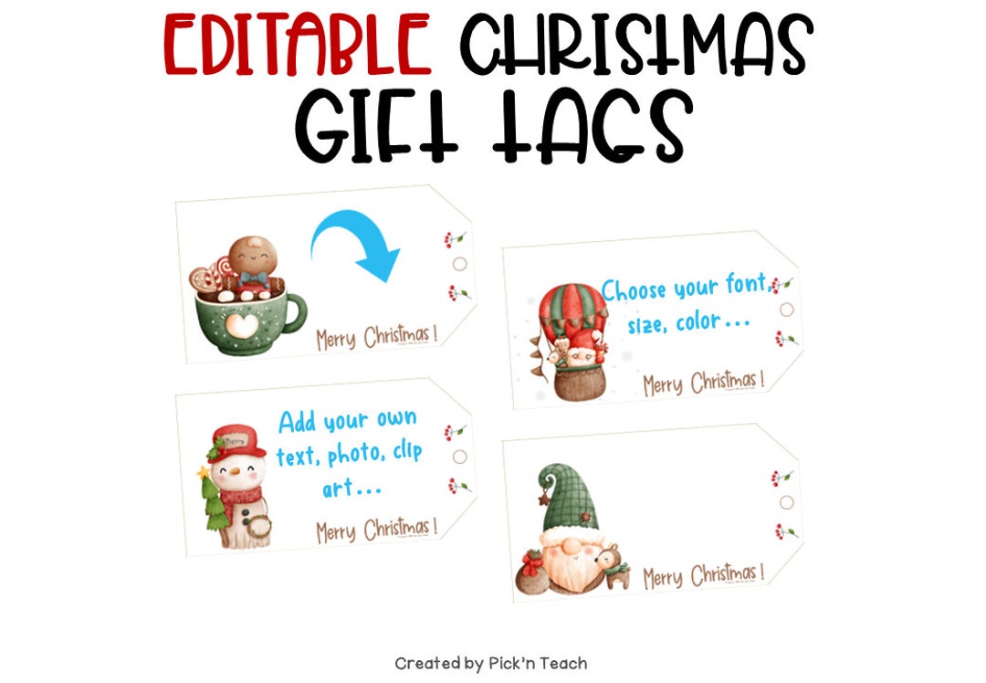 Editable Christmas GIFT TAGS, Holiday Part, Presents, Family and ...