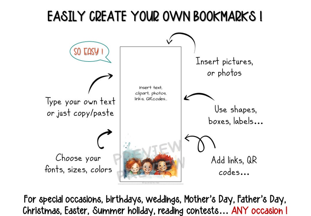 40+ Editable BOOKMARK Templates "children" - Add Your Own Text and ...