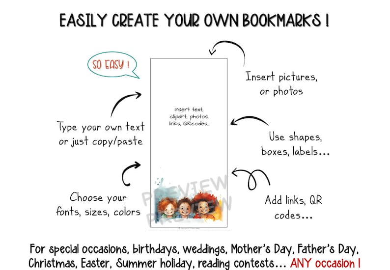 40+ Editable BOOKMARK Templates "children" - Add Your Own Text and ...