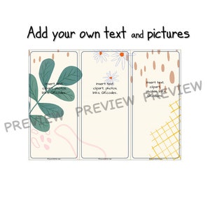 Editable BOOKMARK Templates of Abstract NATURE - Add Your Own Text and ...