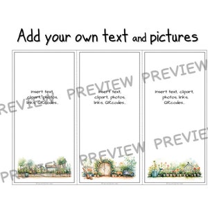 21 BOOKMARK Templates "gardens, Plants and Flowers" - Add Your Own Text ...