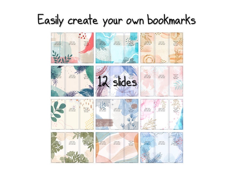 Editable BOOKMARK Templates of Abstract NATURE - Add Your Own Text and ...