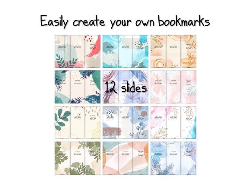 Editable BOOKMARK Templates of Abstract NATURE - Add Your Own Text and ...