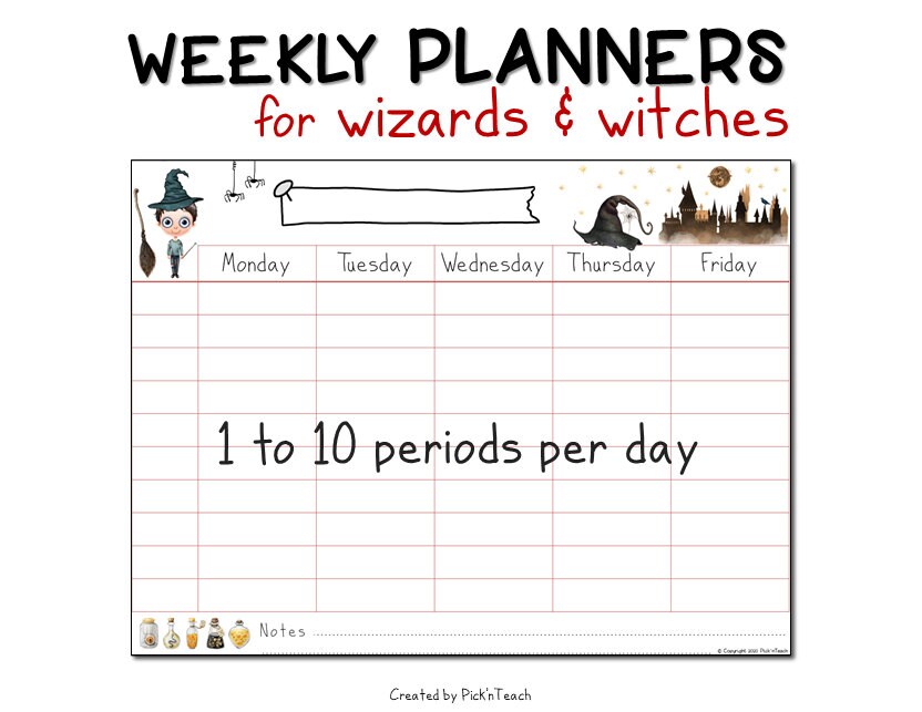 60 WEEKLY Planners, Timetables, Schedules for WIZARDS - Ready-to-print ...