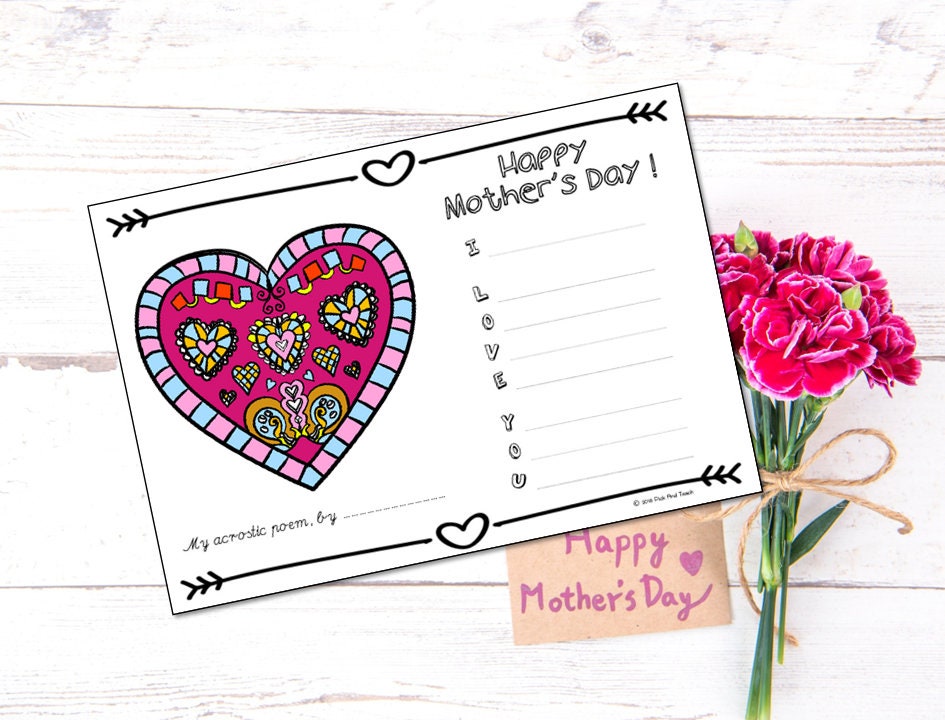 Mother’s Day Acrostic Poems to Write and Color for Kids + Bonus 10 ...