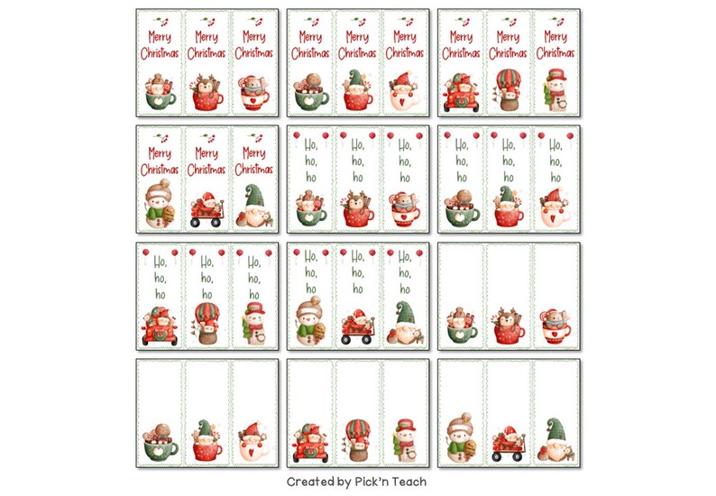 36 Bookmarks to Print for December,christmas Greetings Gifts Family and ...