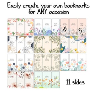 Editable BOOKMARK Templates With Flowers - Personalize With Your Own ...