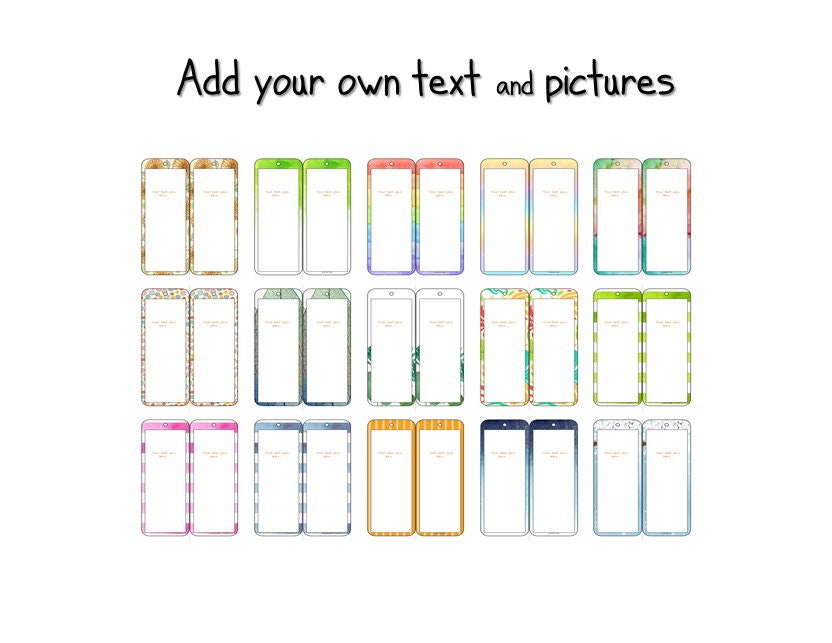 Editable Double-sided BOOKMARK Templates B&W and Colors Add - Etsy UK