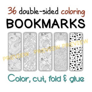 36 Double-sided COLORING BOOKMARKS for Any Occasion - Print and Color ...