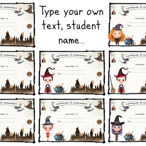 20 EDITABLE Digital Award Certificates for Wizards and Witches for ...