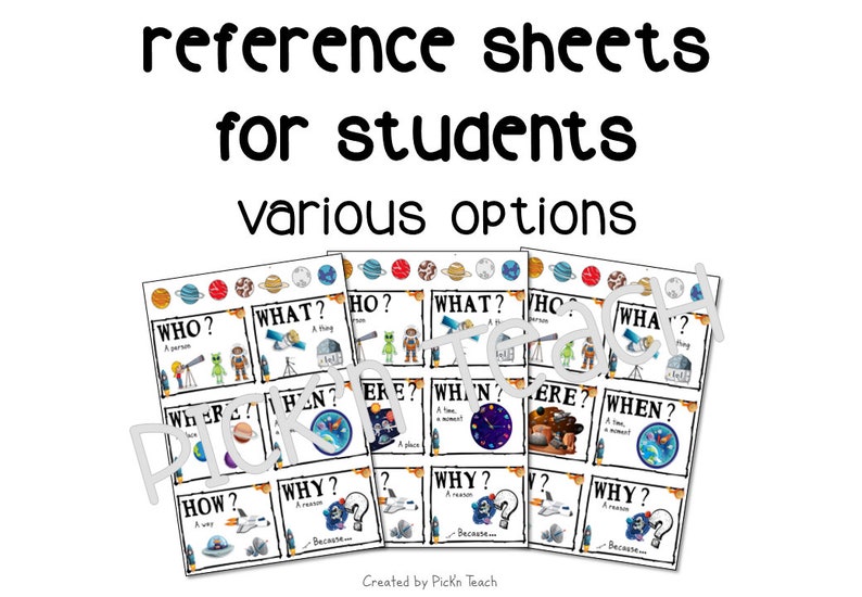WH Questions - Posters for the Classroom and Reference Sheets for ...