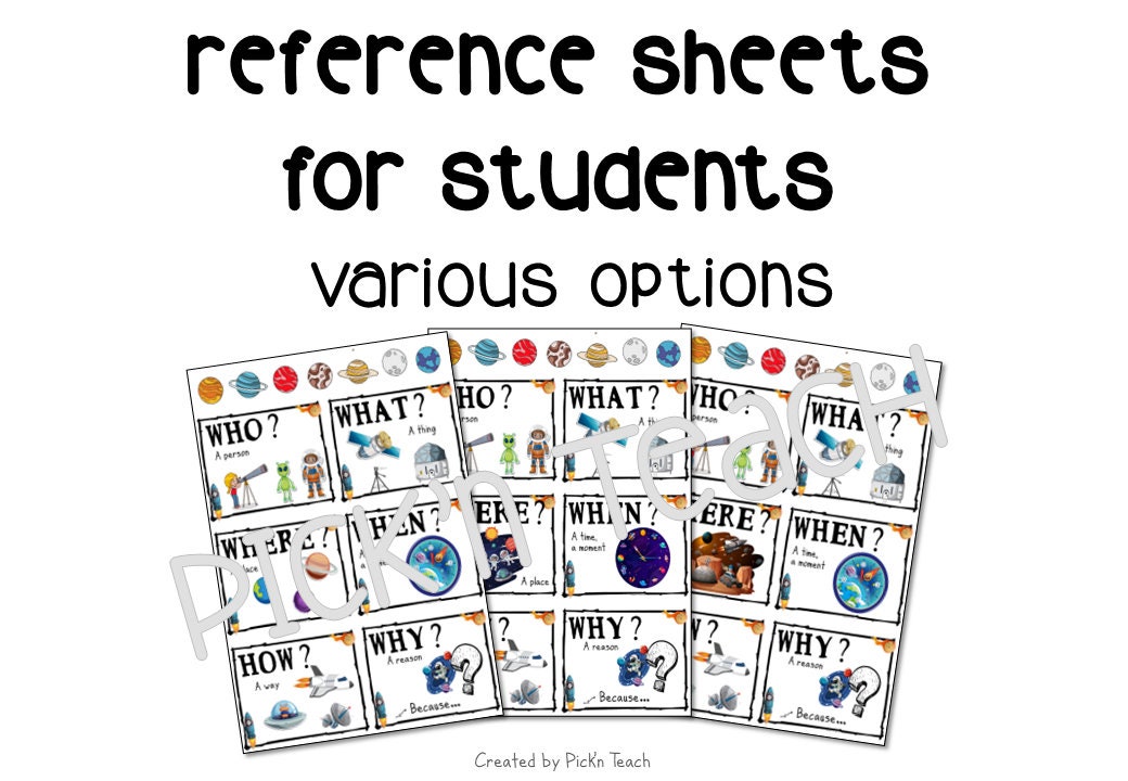 WH Questions - Posters for the Classroom and Reference Sheets for ...