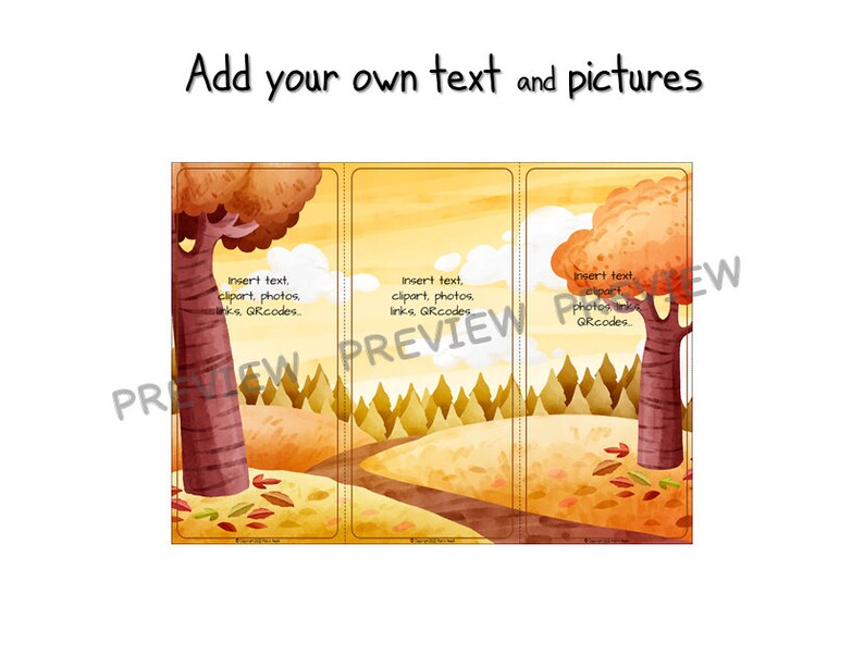 Editable BOOKMARK Templates - Fall - Personalize, Add Your Own Text ...
