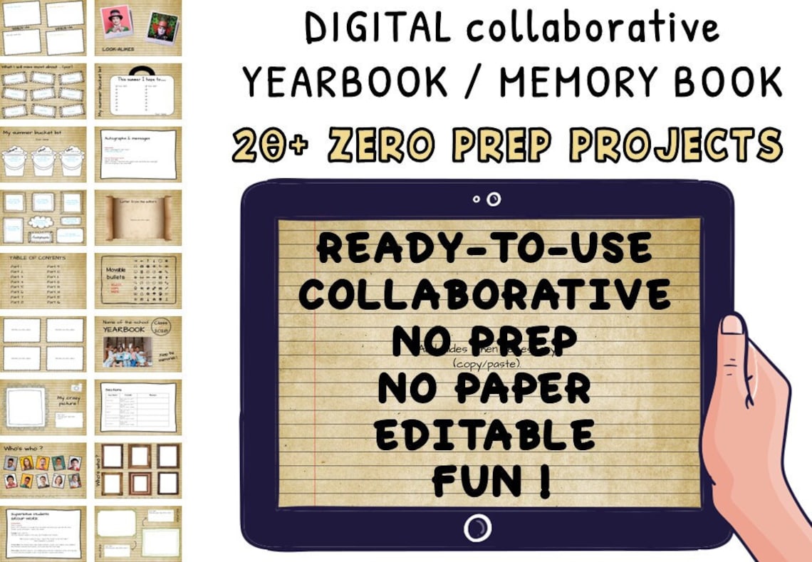 Digital Class Yearbook Template – Editable Memory Book (google Slides ...