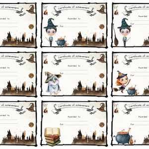 20 EDITABLE Digital Award Certificates for Wizards and Witches for ...