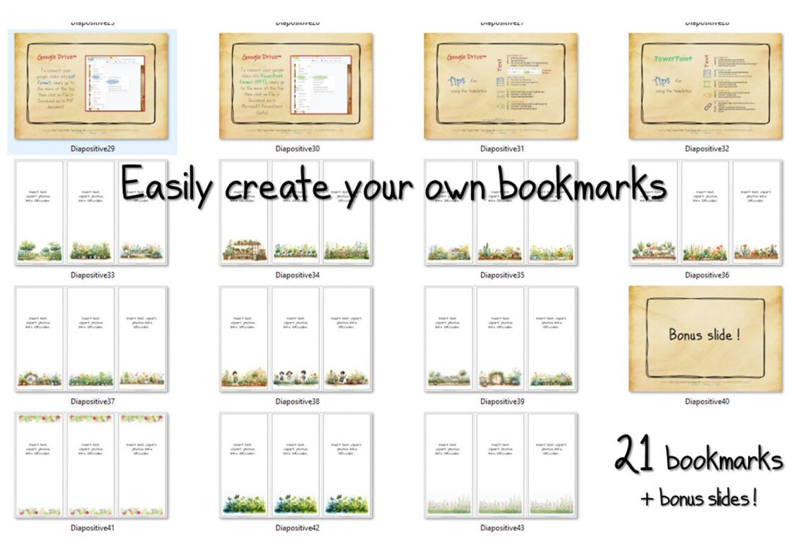 21 BOOKMARK Templates gardens, Plants and Flowers Add Your Own Text and ...