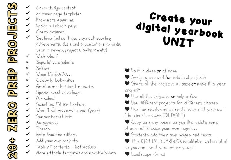 Digital Class YEARBOOK or Memory Book Templates - NO PREPARATION Ready ...